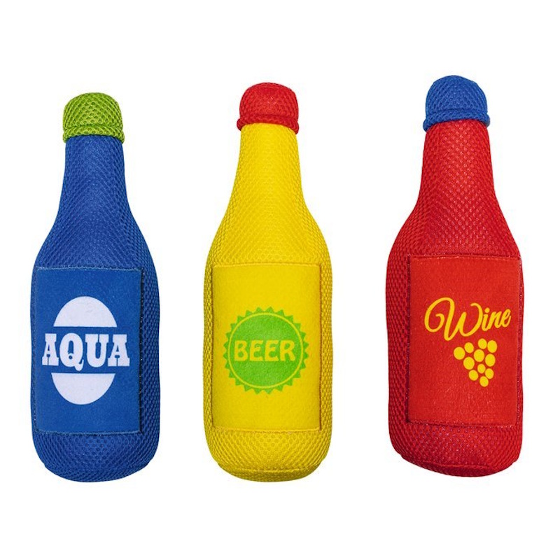 MESH DOG TOY DRINKS ASSORTED (24X7X7cm)